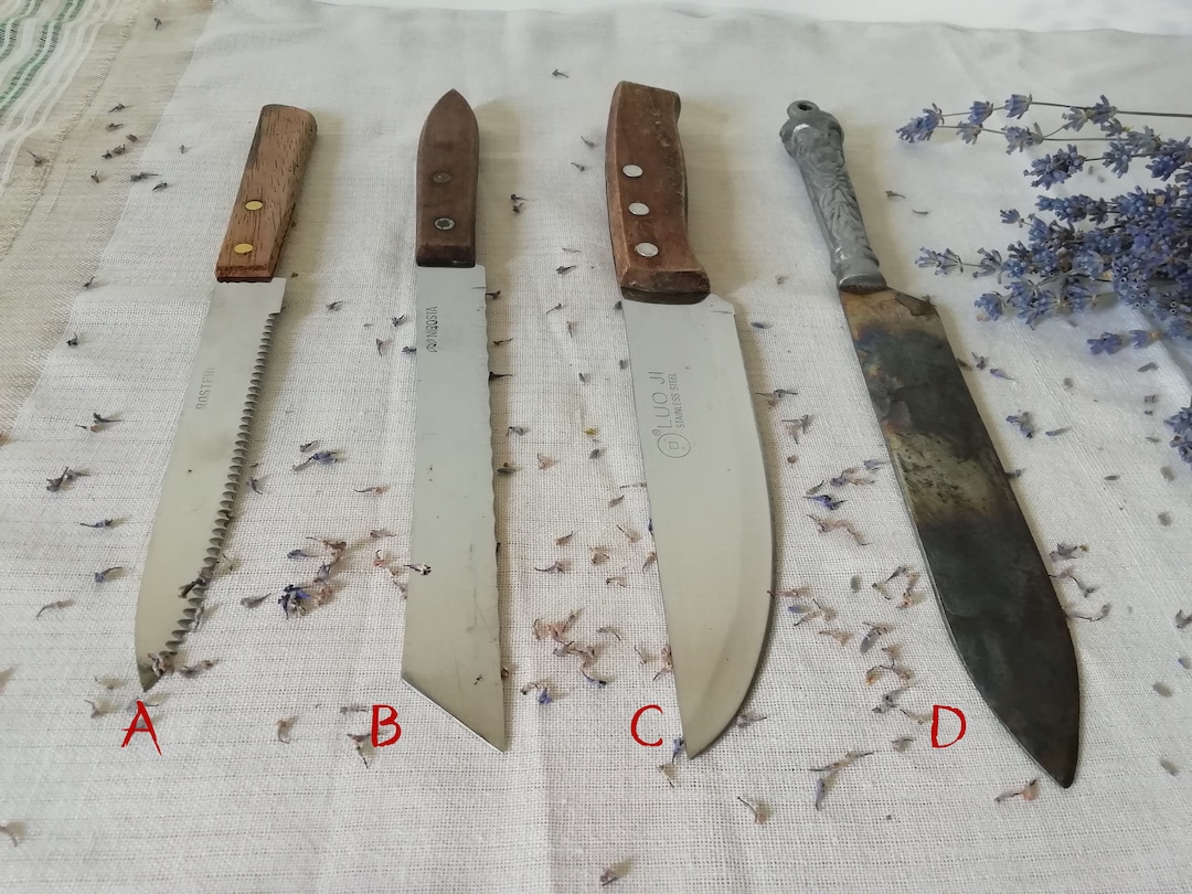 Vintage Wood Handled Kitchen Knife - Old Big Knives With Wooden or ...