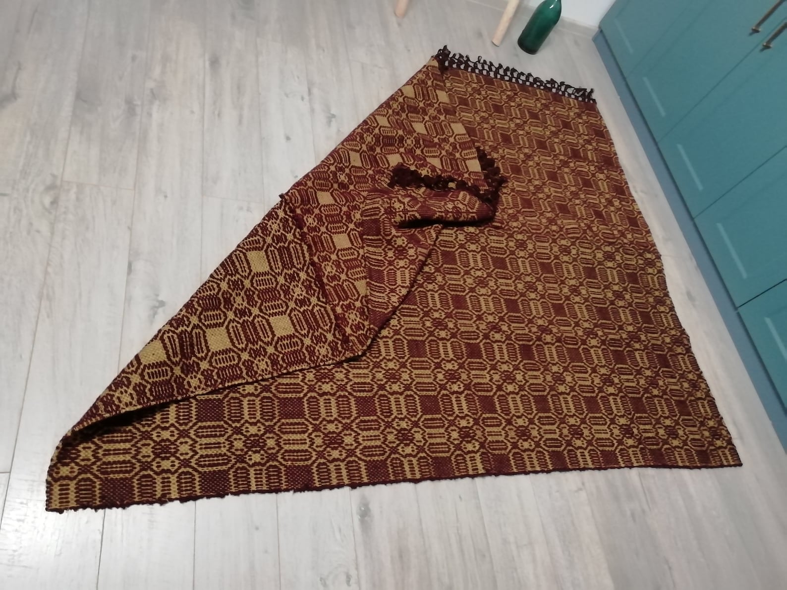 Vintage Romanian Bed Cover Antique Wool Carpet Rustic Bedspread Folk ...