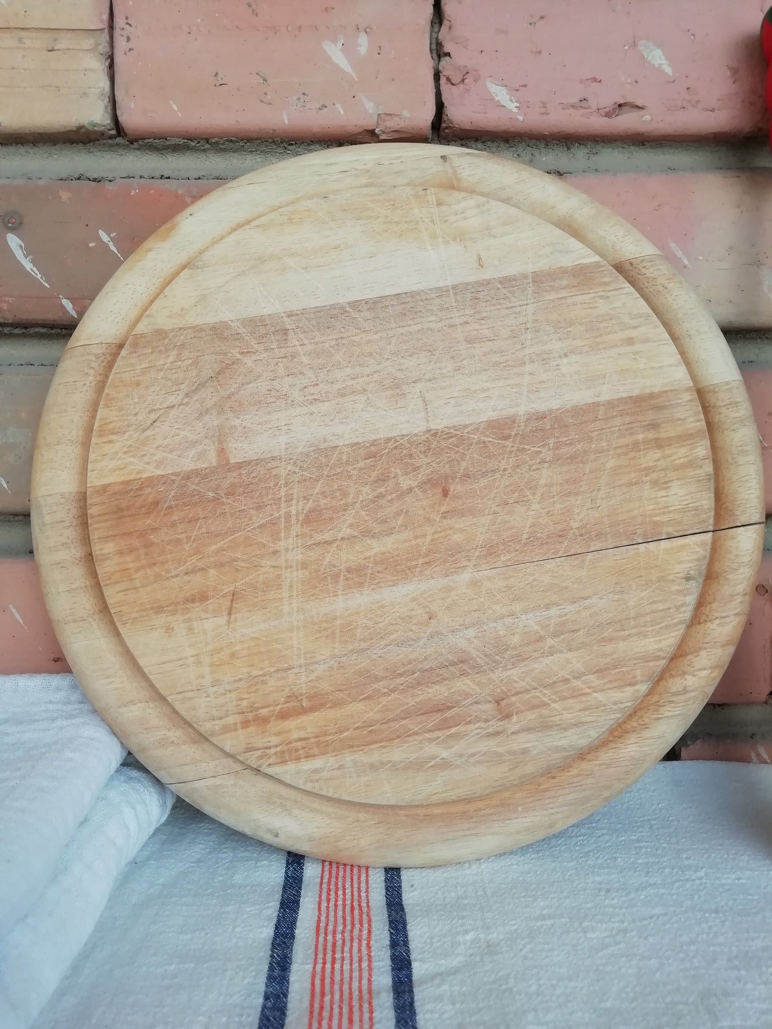Vintage Round Cutting Board and 3 Wooden Kitchen Utensils - Etsy
