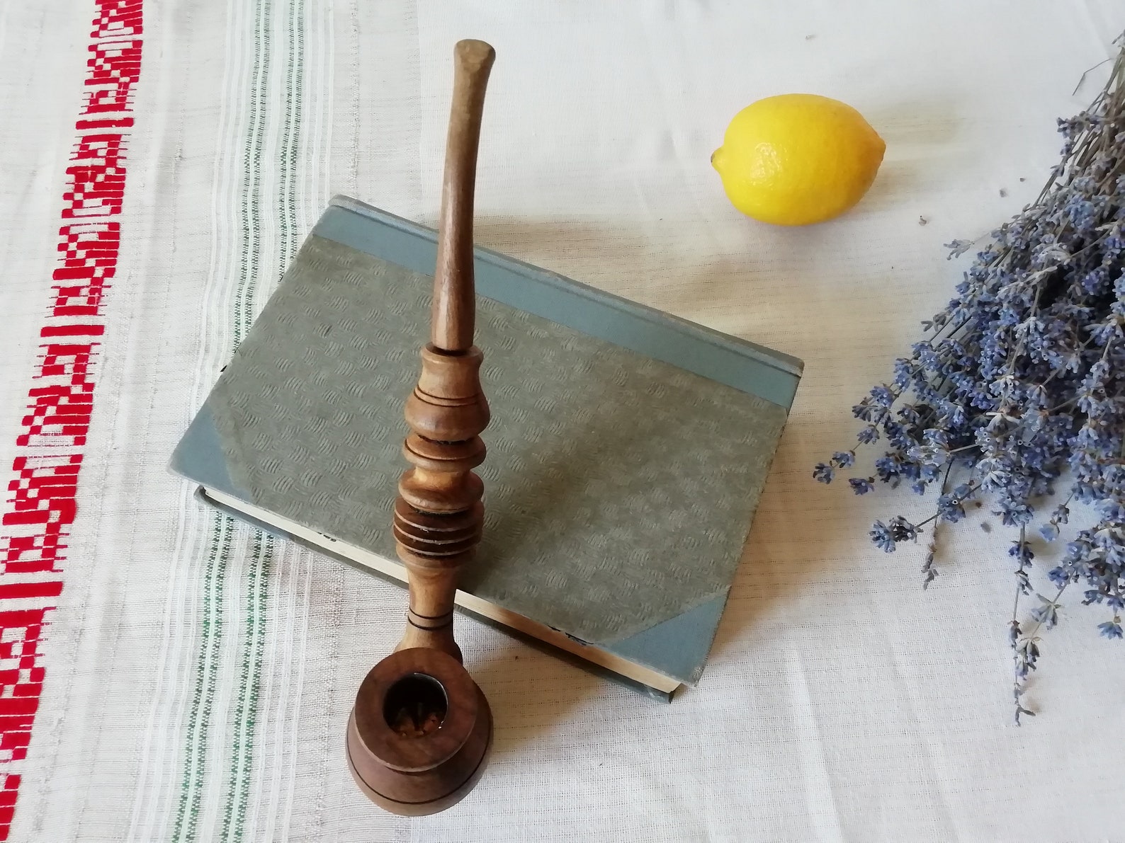 Rustic Hand Carved Wooden Smoking Pipe, Collectible Vintage Wood Pipe ...