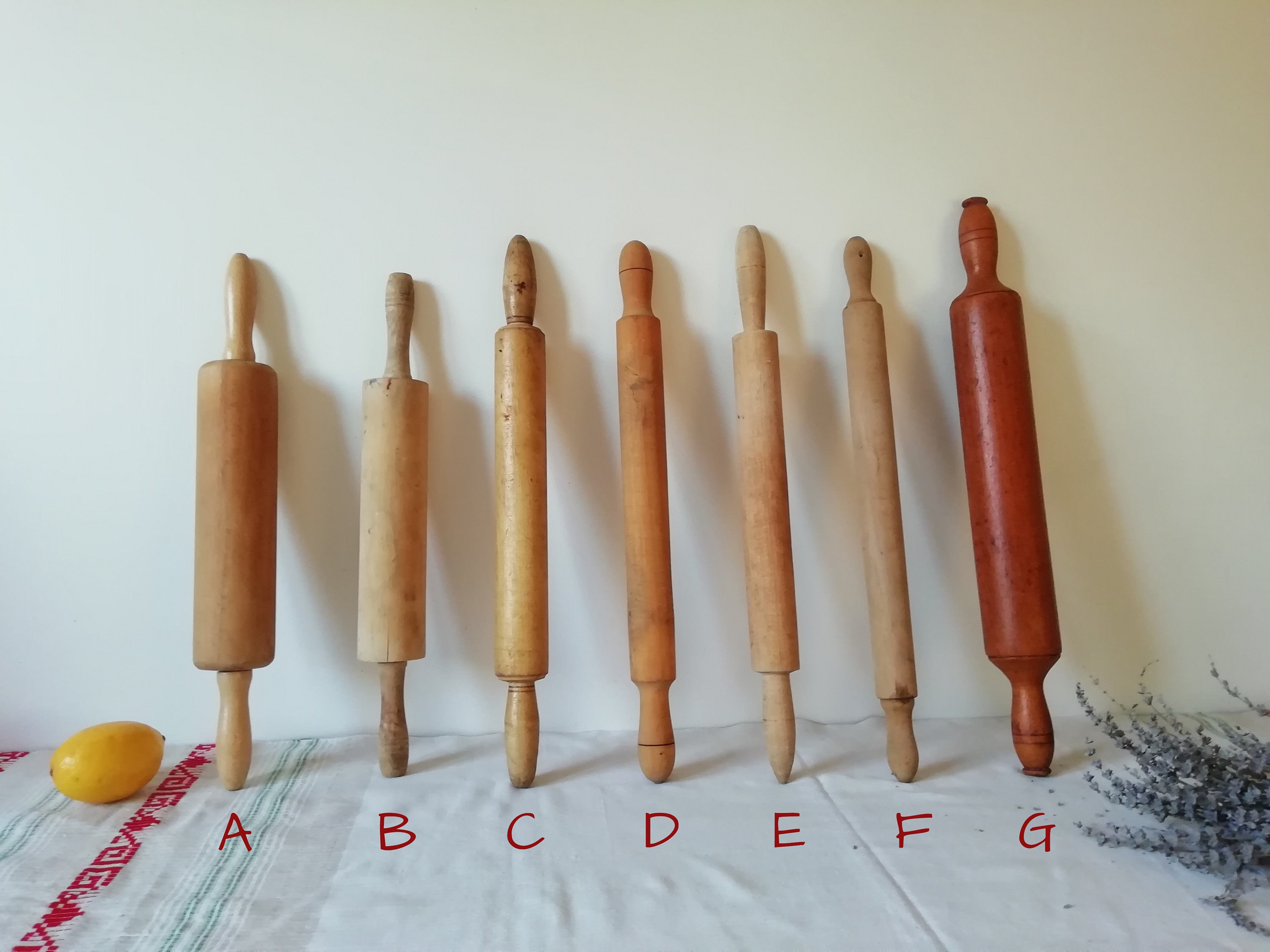 Vintage Wooden Rolling Pins Rustic Primitive Kitchen Utensils Food ...