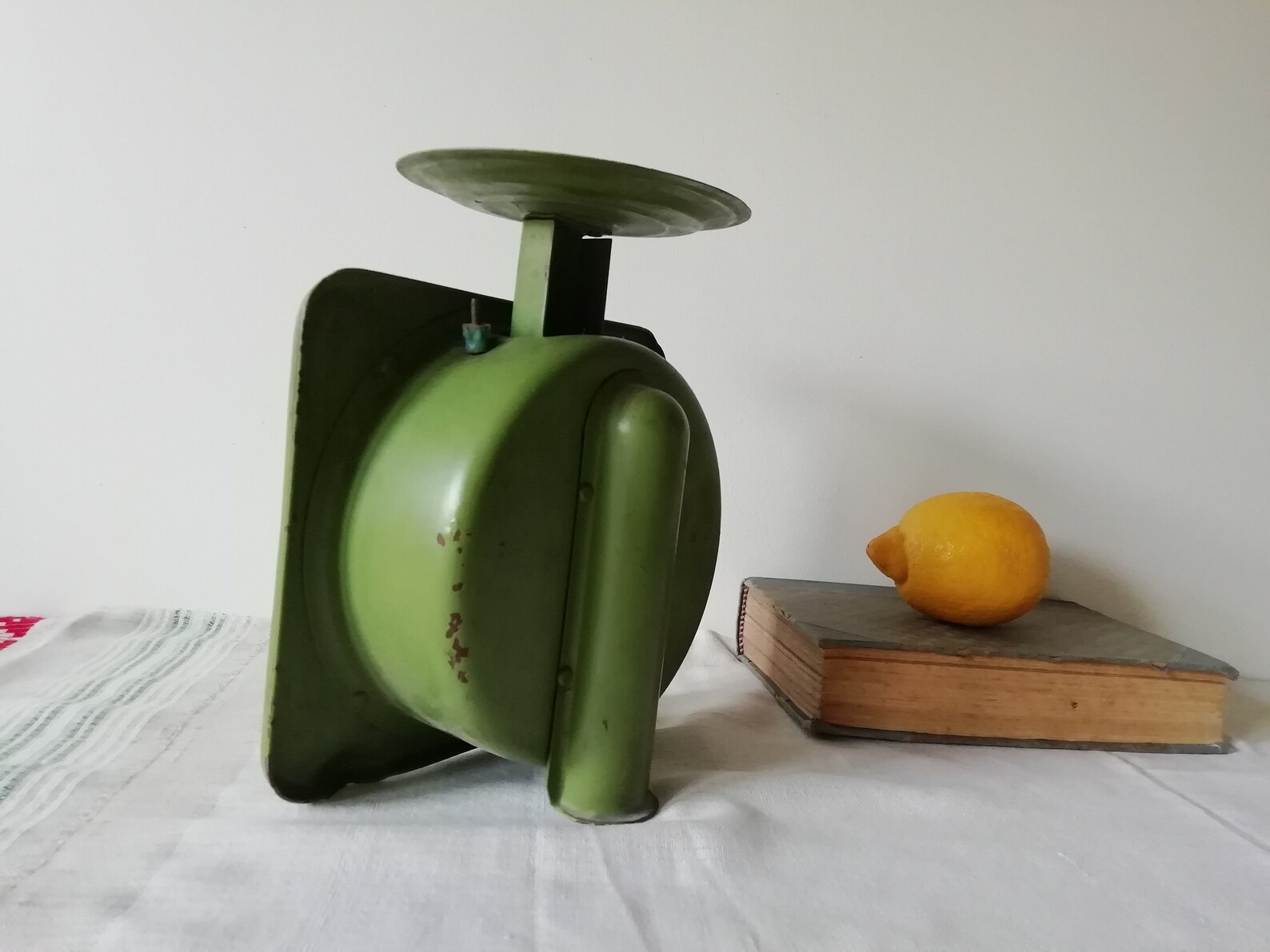 Antique Green Kitchen Scale, Vintage Family Scale, Primitive Countertop ...