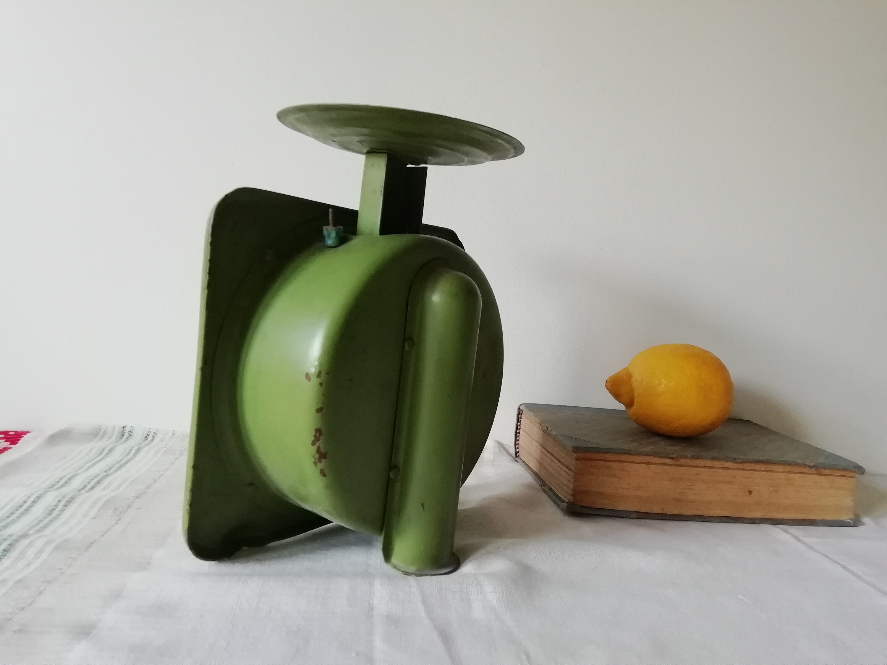 Antique Green Kitchen Scale, Vintage Family Scale, Primitive Countertop ...