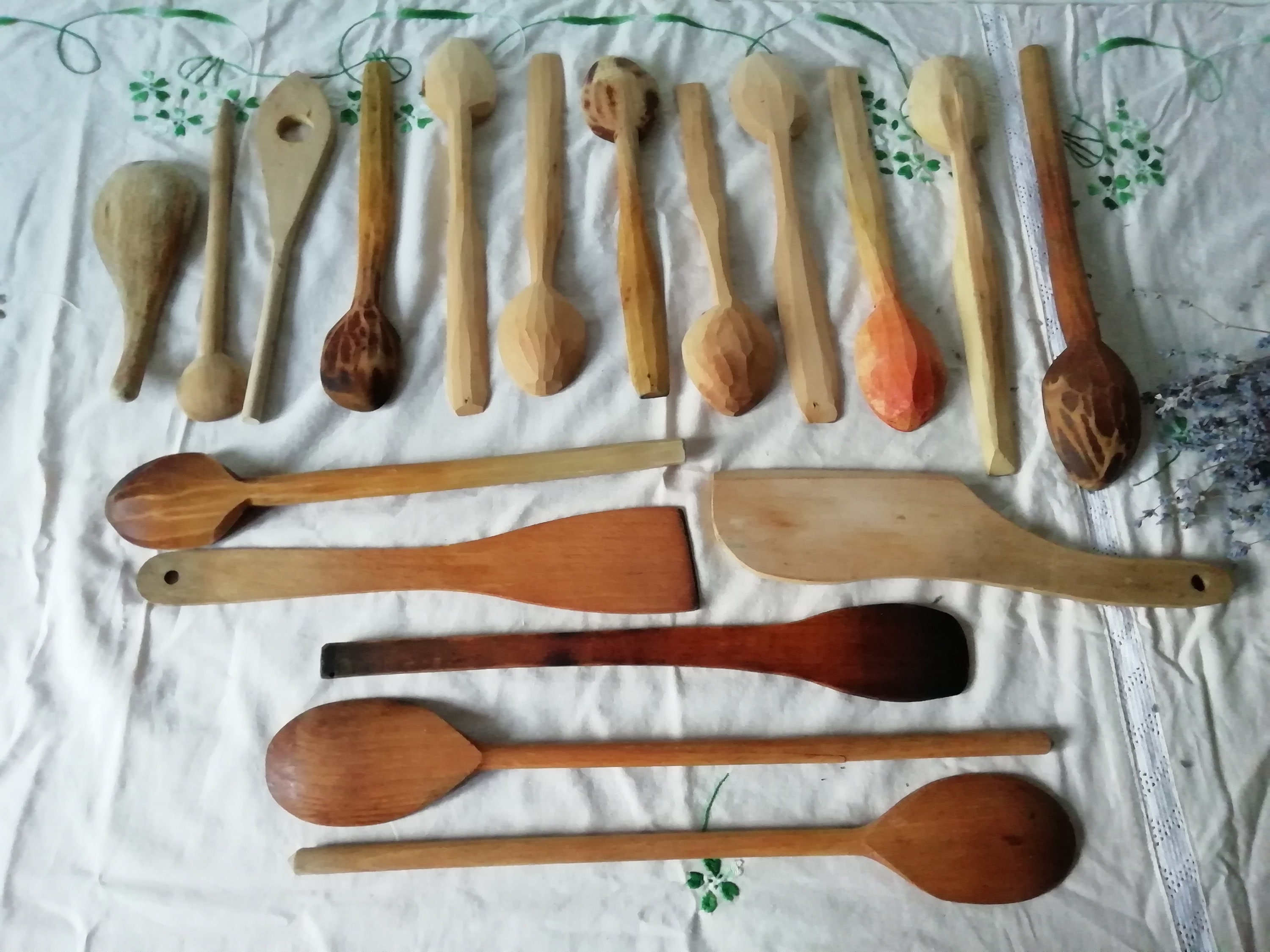 Lot of 18 Antique Wooden Kitchen Mixing Utensils Old Carved - Etsy