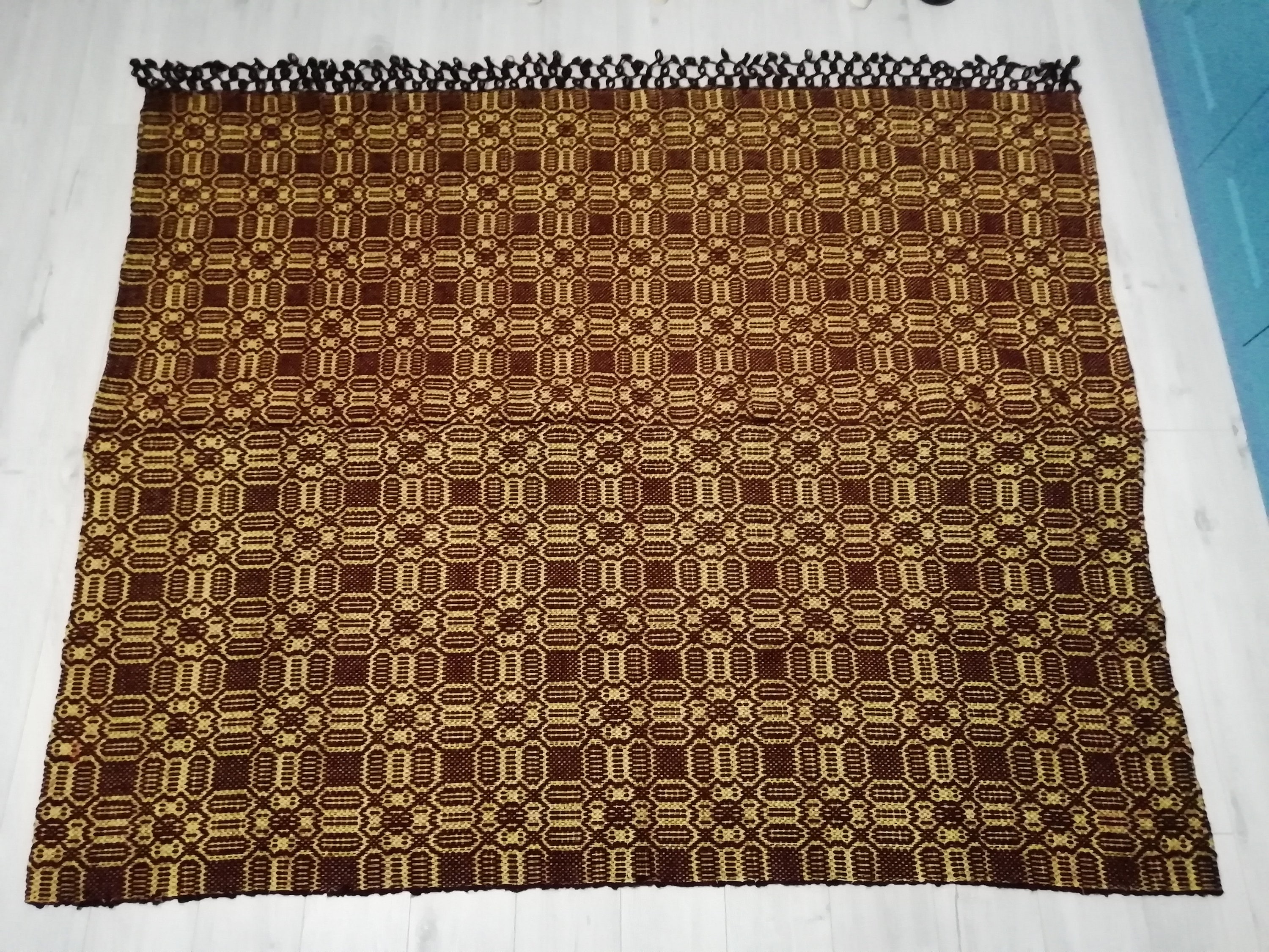 Vintage Romanian Bed Cover Antique Wool Carpet Rustic Bedspread Folk ...