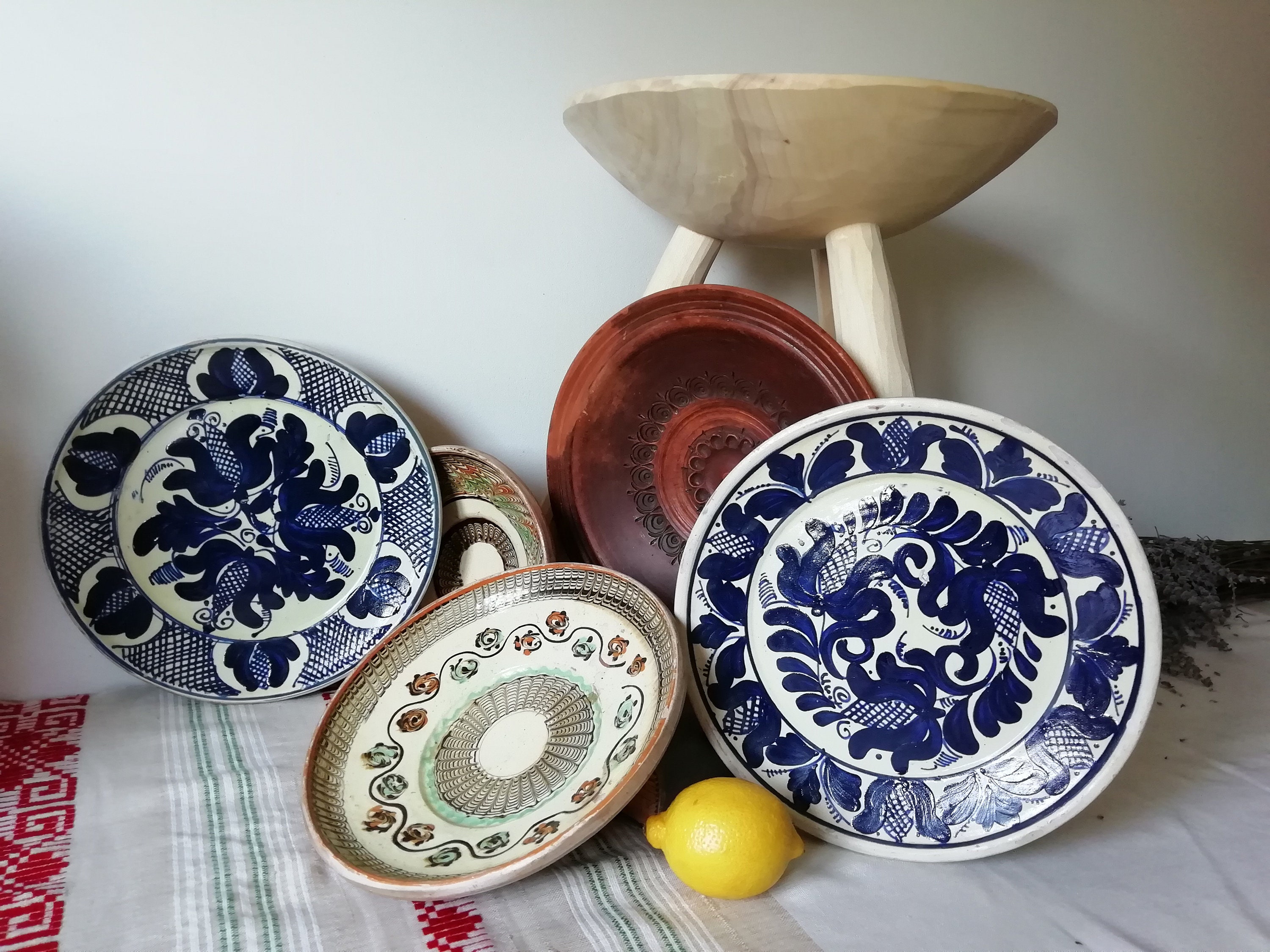 Traditional Romanian Hand Made Clay Plates Wall Hanging Decor, Folk ...
