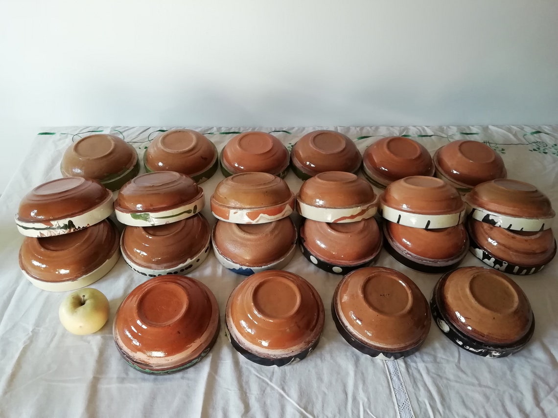 Rustic Earthenware Clay Bowls Antique Primitive Handmade - Etsy