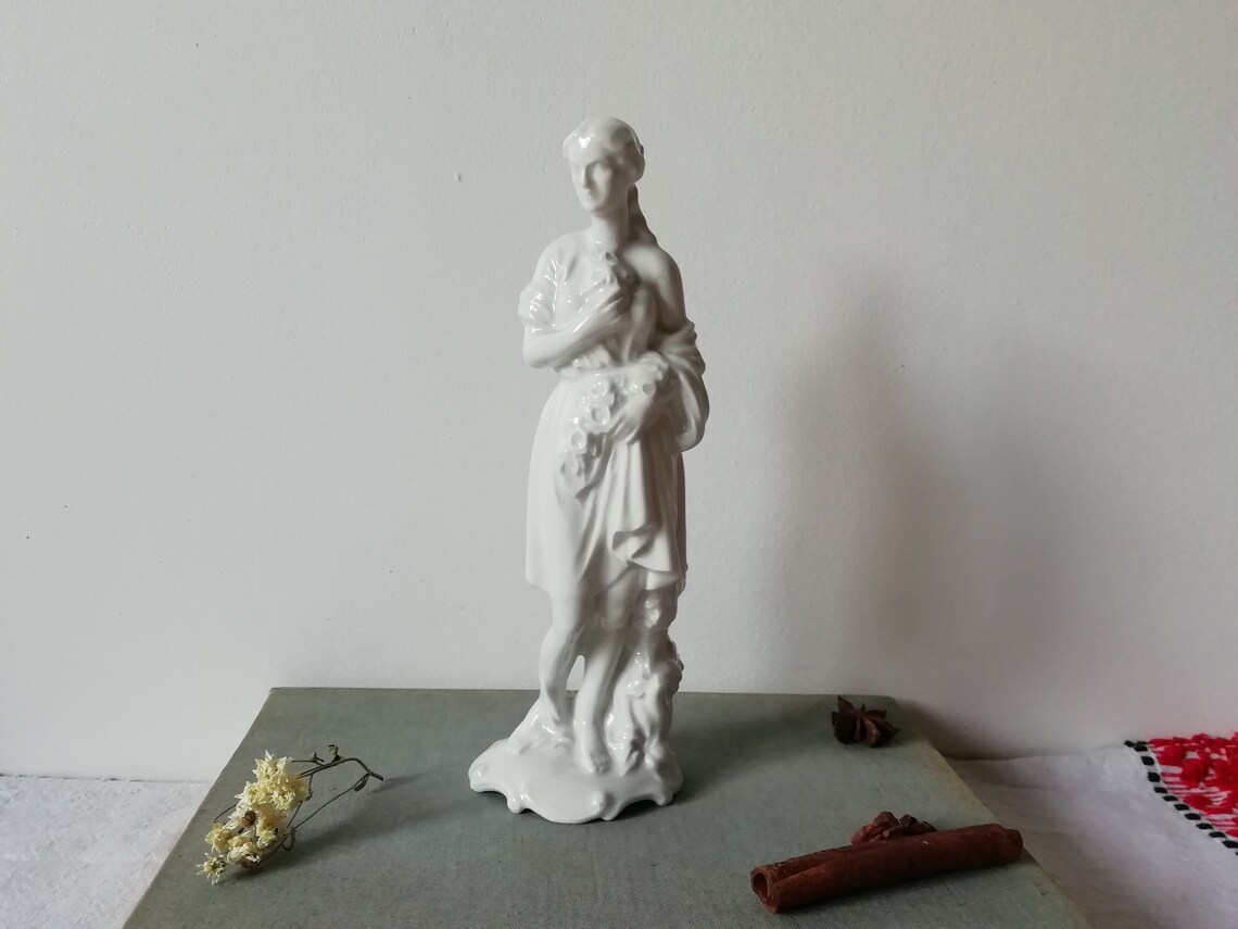 White Porcelain Figurine of a Lady/woman in Nature in a | Etsy