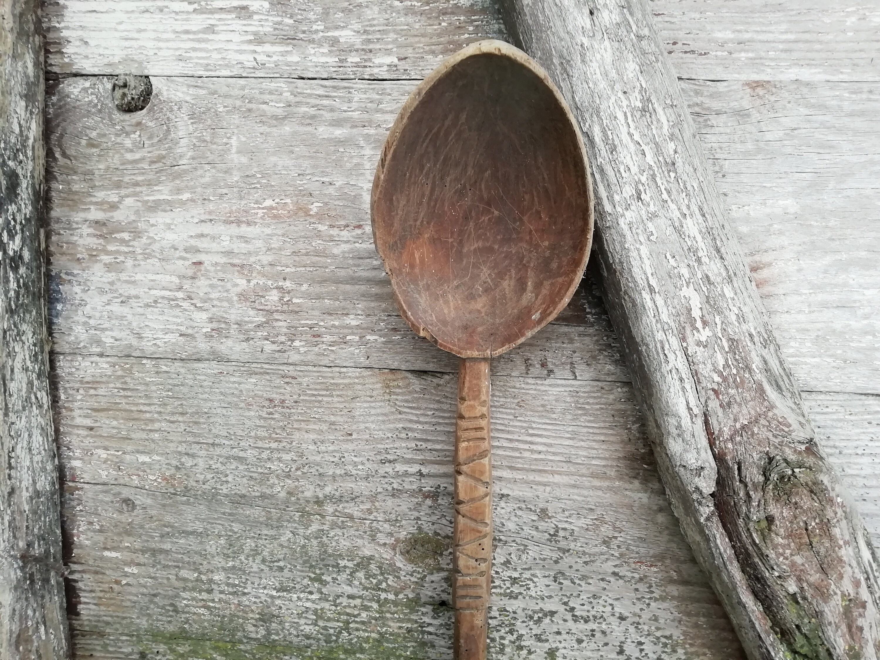 Large Wooden Spoon for Rustic Decor, 25'' Long Antique Primitive Hand ...