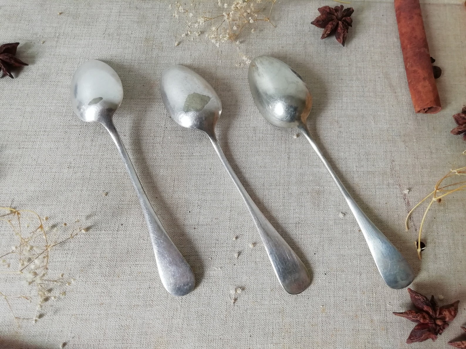 Antique French Silver Plated Tea Spoons Set of 3, Food Photography ...