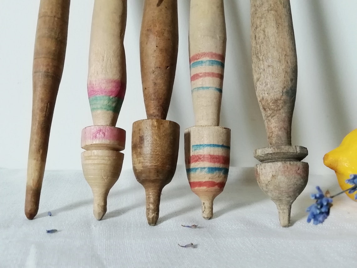 Antique Wooden Spindles for Spinning Wool Turned Wood | Etsy