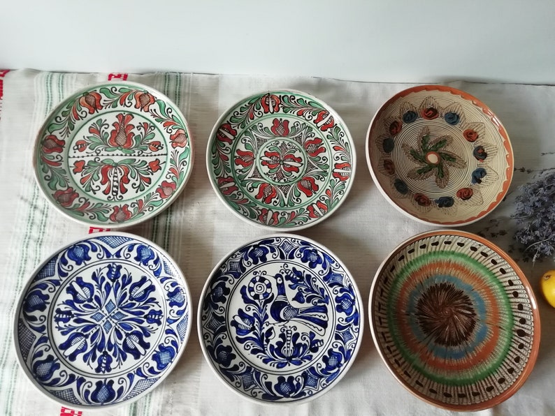 Traditional Romanian Hand Made Clay Plates Wall Hanging Decor - Etsy