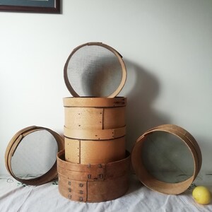 Rustic Wooden Corn Flour Sieve - Antique Primitive Round Sifters ...