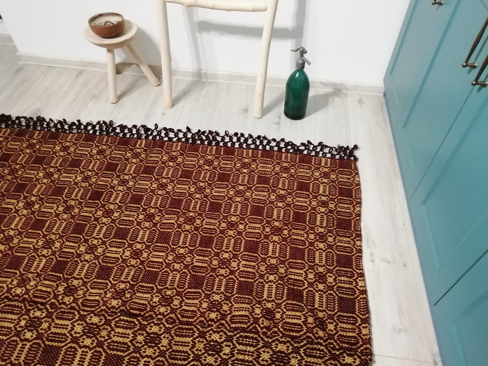 Vintage Romanian Bed Cover Antique Wool Carpet Rustic Bedspread Folk ...