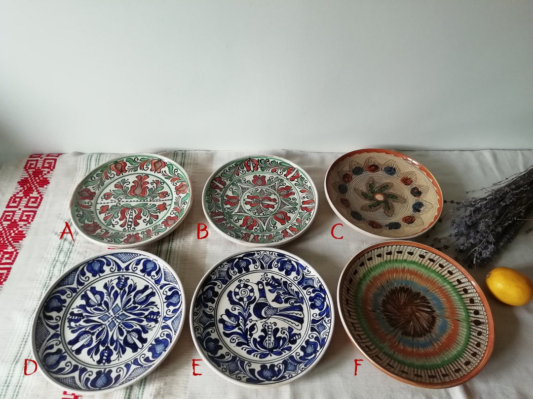 Traditional Romanian Hand Made Clay Plates Wall Hanging Decor - Etsy