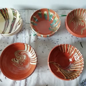 Antique Clay Bowls, Vintage Handmade Ceramic Plates, Rustic Primitive ...