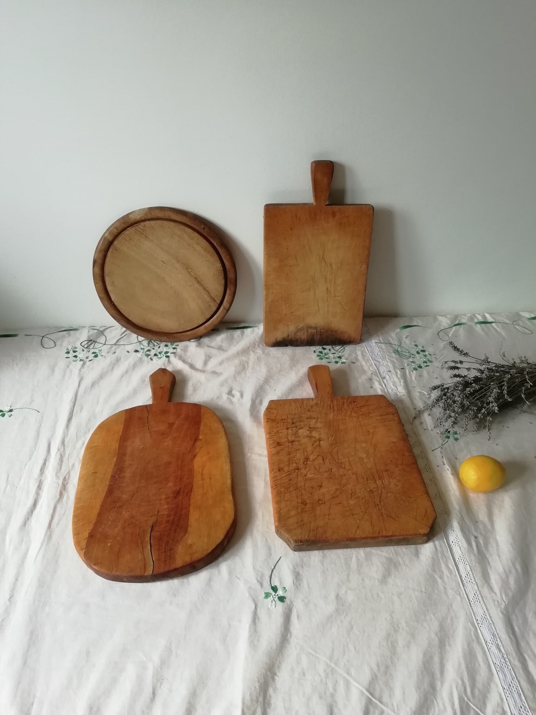 Antique Wooden Rustic Chopping Board, Vintage Round-oval-rectangular ...
