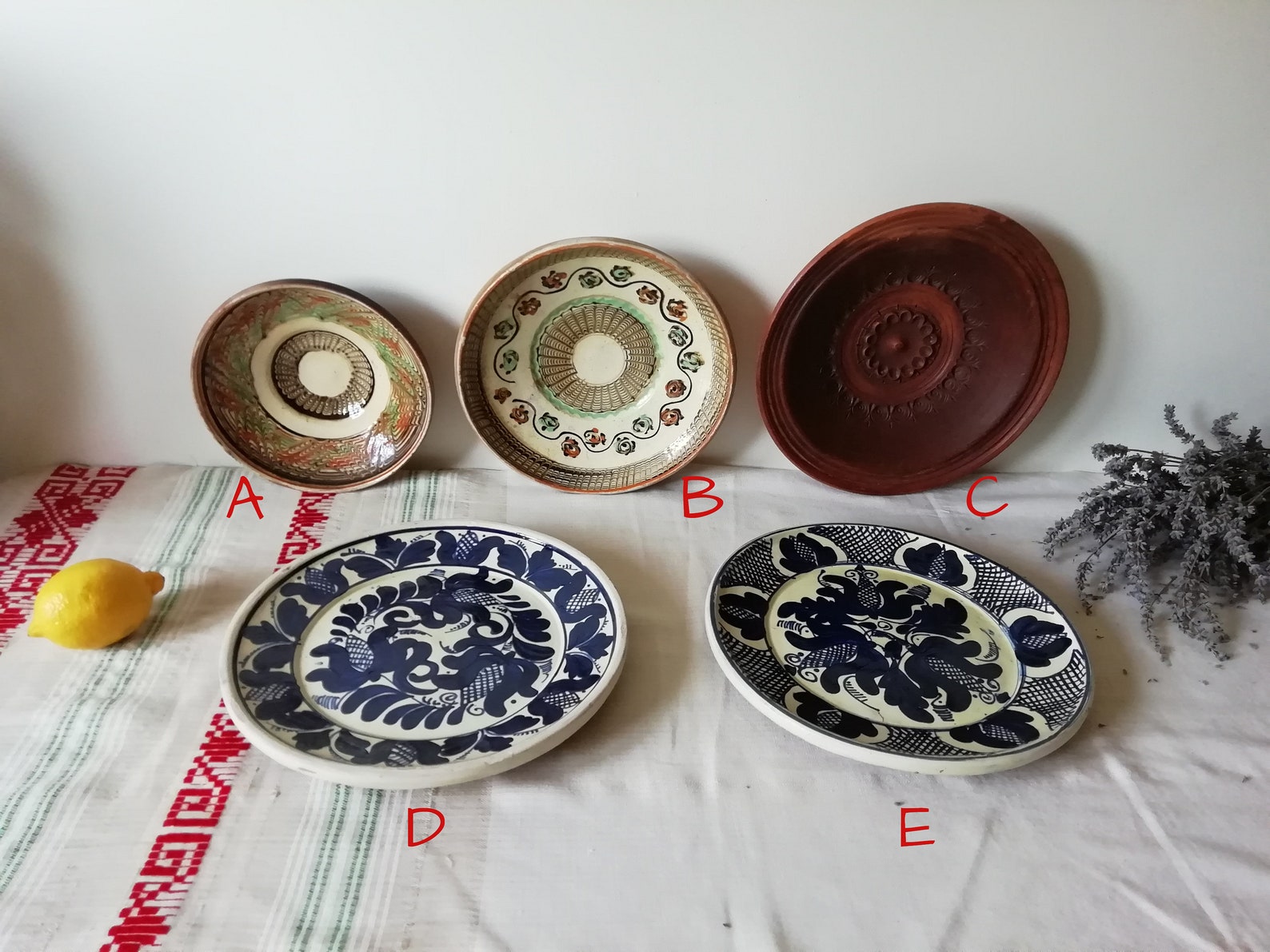 Traditional Romanian Hand Made Clay Plates Wall Hanging Decor, Folk ...