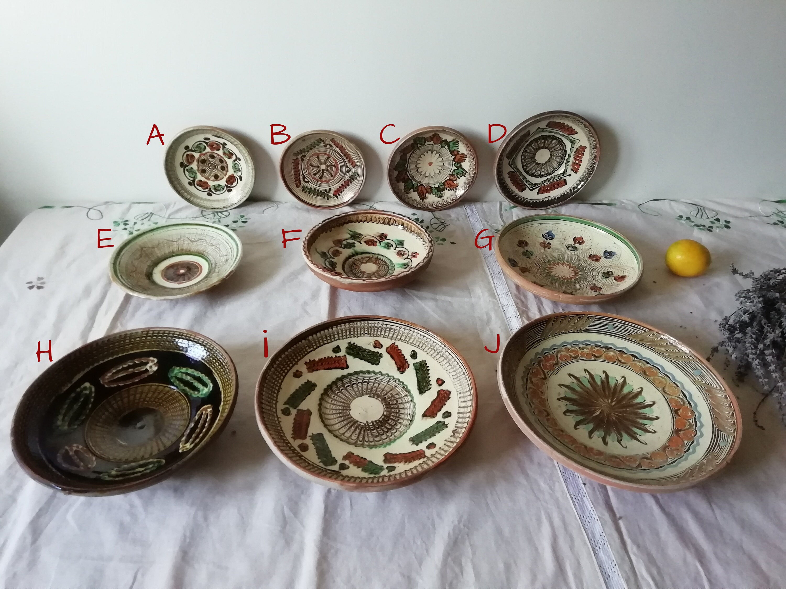 Vintage Traditional Romanian Hand Made Clay Plates Wall Hanging Decor ...