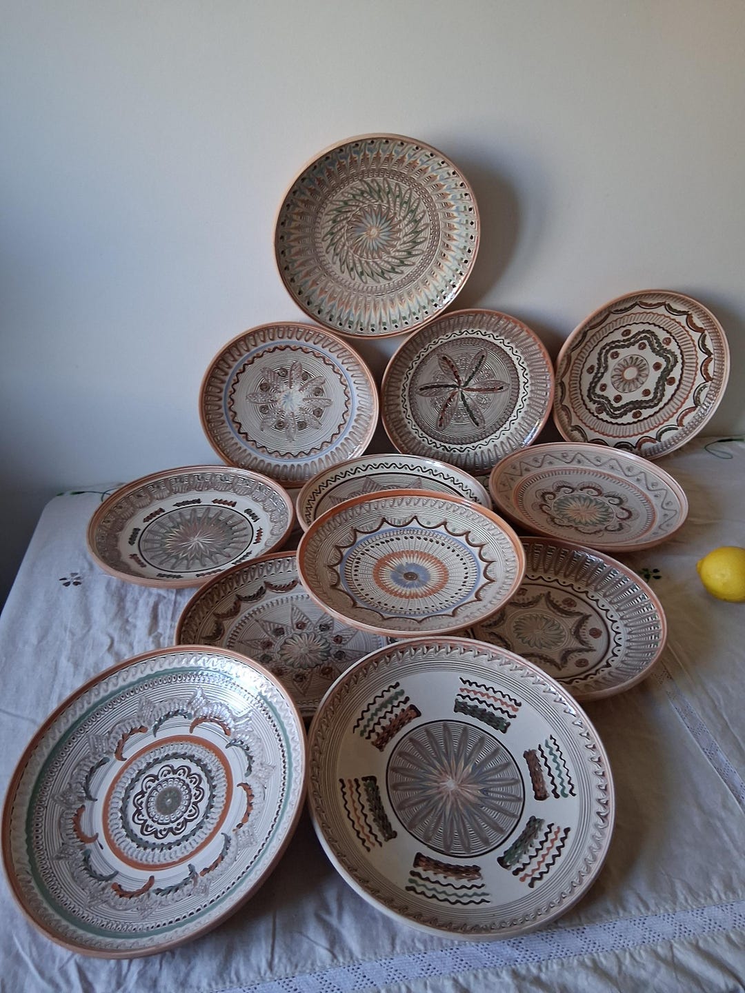 Hand Made Clay Plates Vintage Traditional Romanian Wall Hanging Decor ...