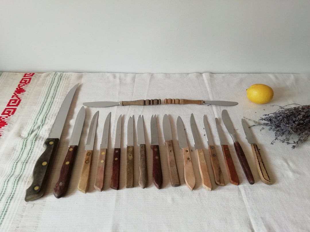 Vintage Wooden Handle Knife Collection: 17 Unique Antique Knives for ...
