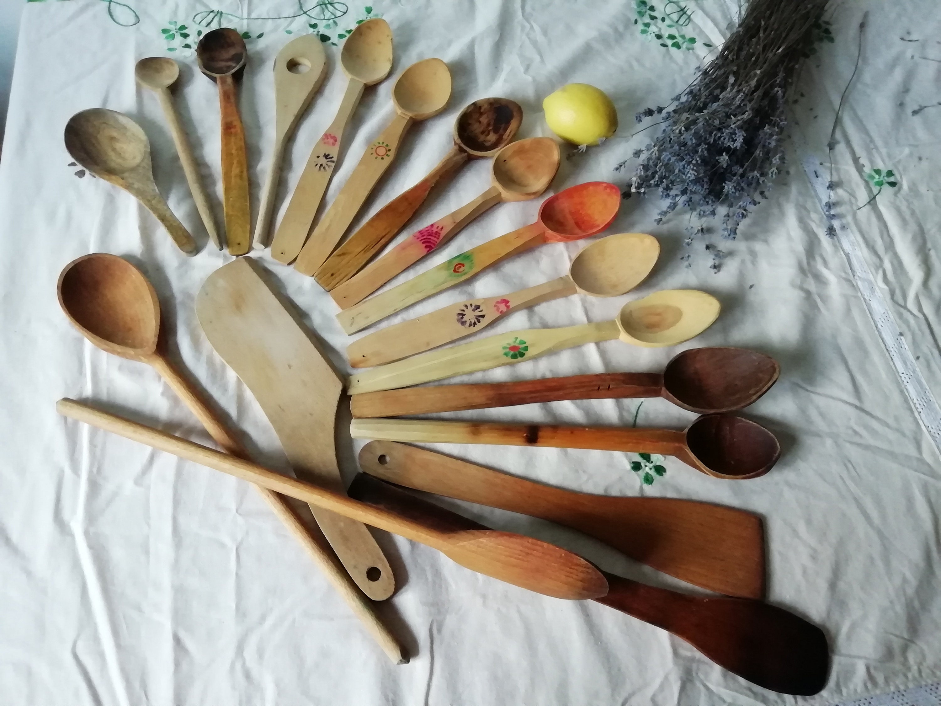 Lot of 18 Antique Wooden Kitchen Mixing Utensils Old Carved - Etsy
