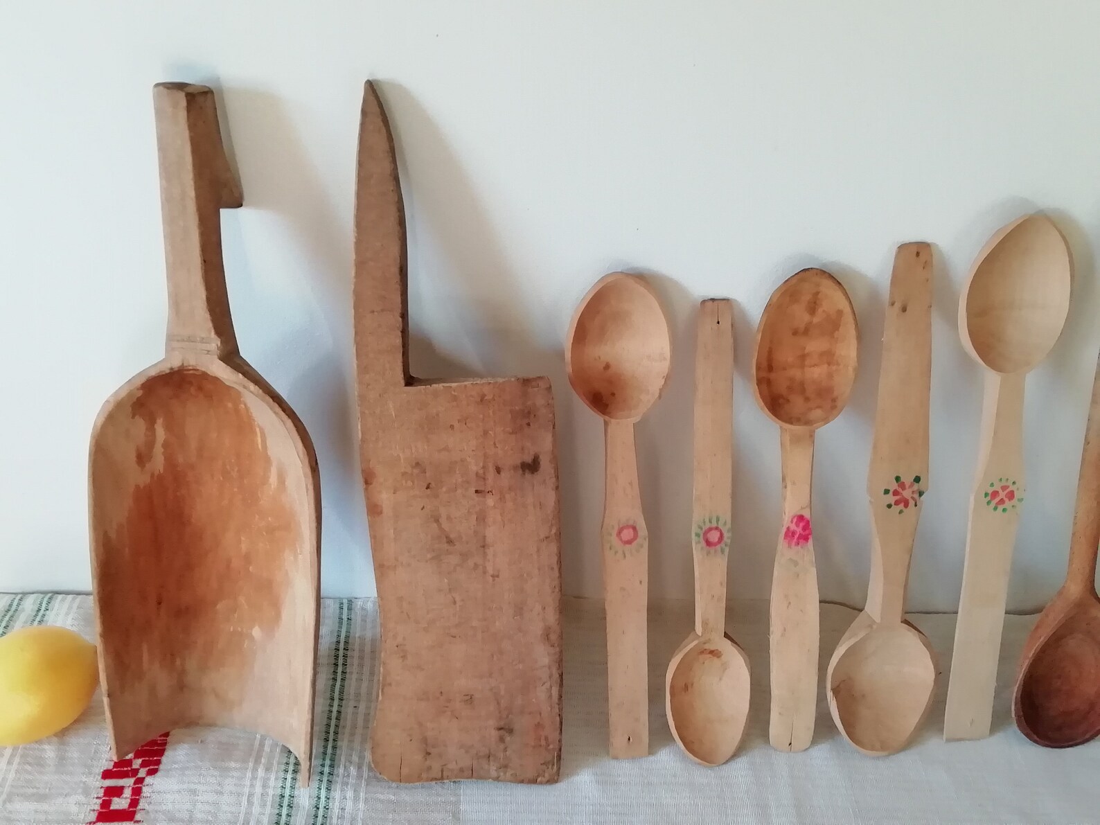 Lot of 14 Wooden Rustic Kitchen Utensils, Romanian Hand Carved Vintage ...