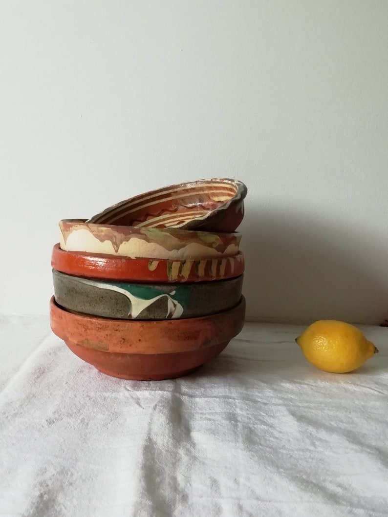 Antique Primitive Clay Bowls Rustic Handmade Ceramic Plate - Etsy