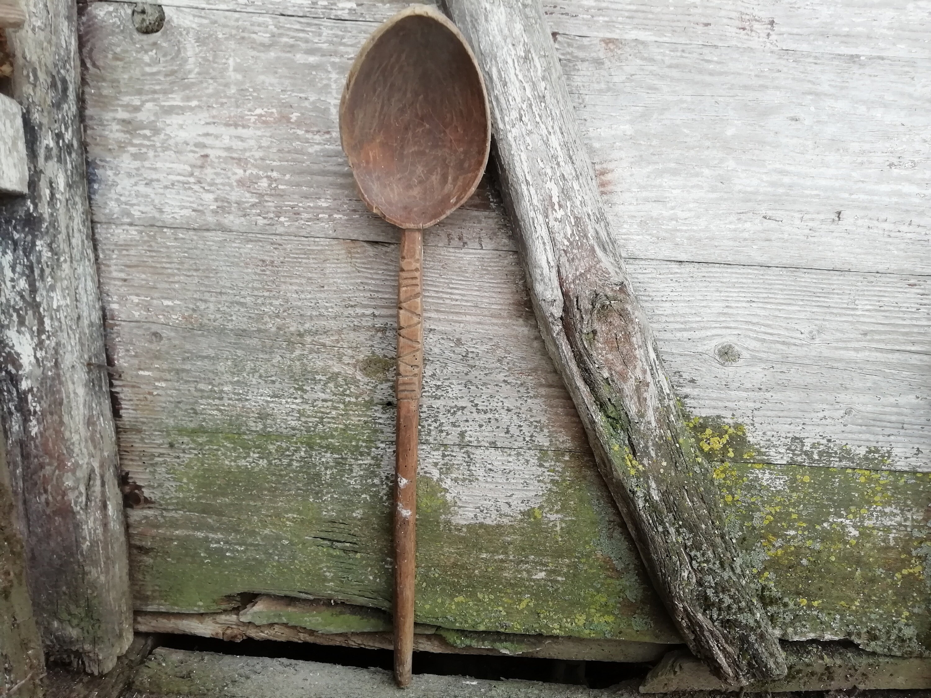 Large Wooden Spoon for Rustic Decor, 25'' Long Antique Primitive Hand ...