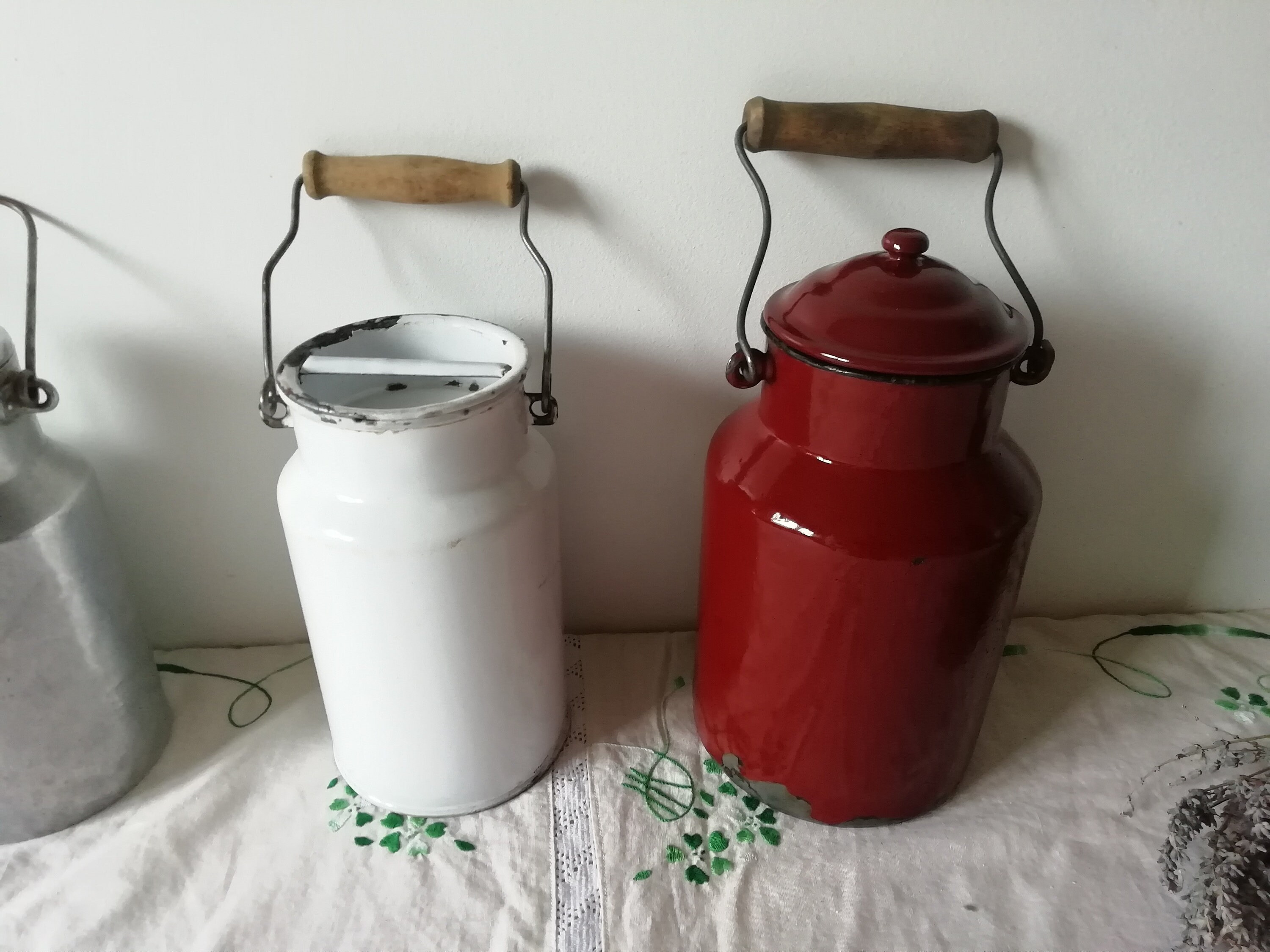 Enamel or Aluminum Milk Can, Romanian Vintage Jug, Milk Pail With ...