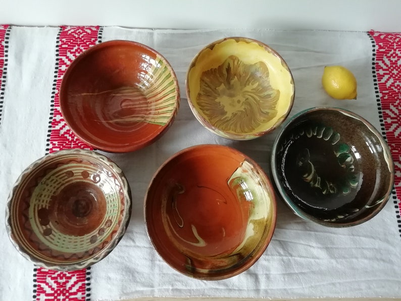 Antique Primitive Clay Bowls Rustic Handmade Ceramic Plate - Etsy