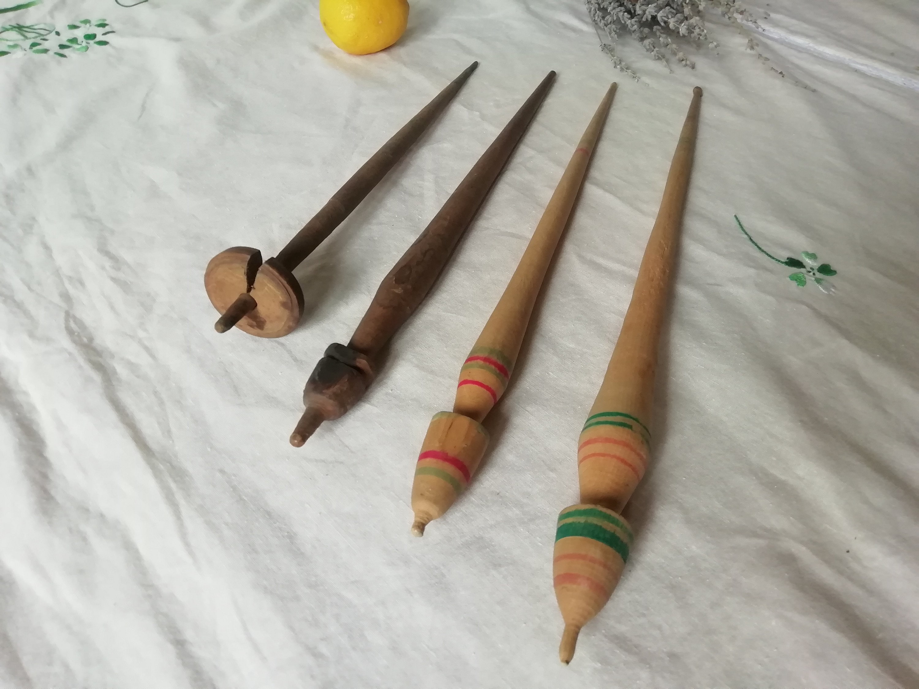 Antique Wooden Spindles for Spinning Wool, Turned Wood Spindles ...