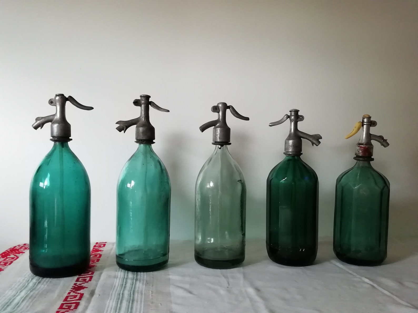 Blue Green Soda Seltzer Siphon Bottles From Transylvania | Etsy