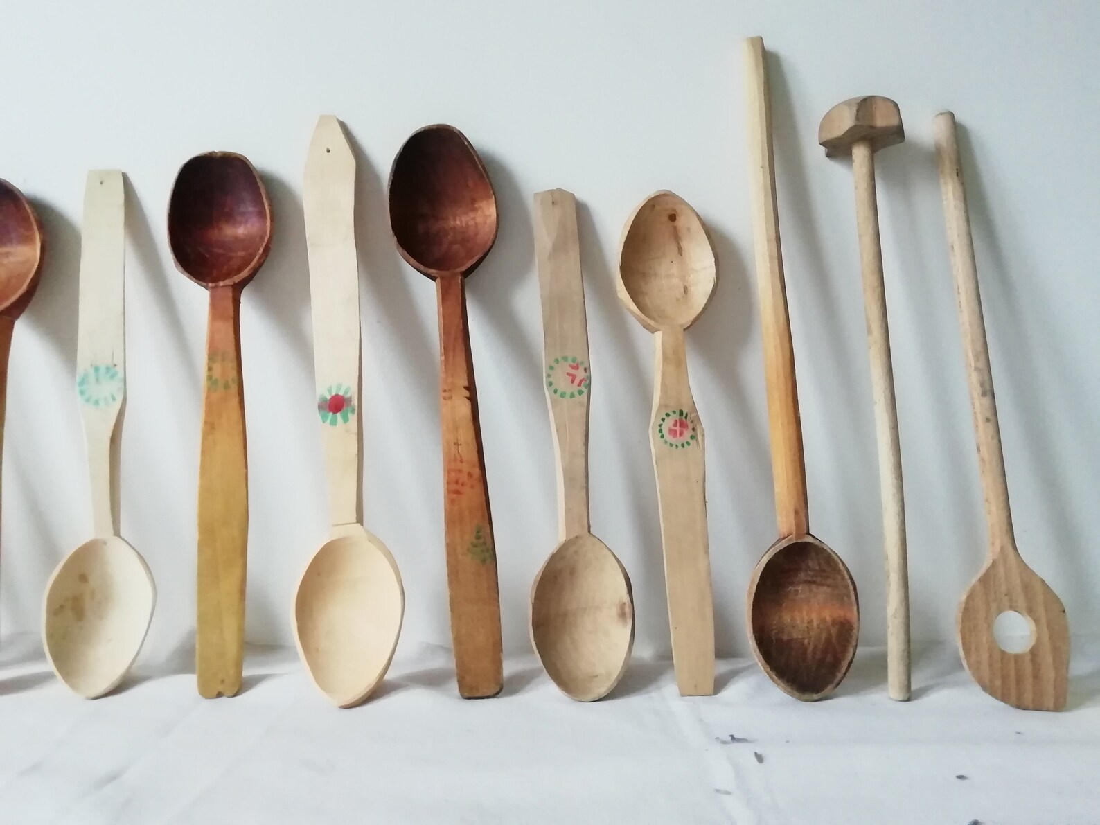 Vintage Wooden Rustic Kitchen Utensils, Romanian Hand Carved Old Spoons ...