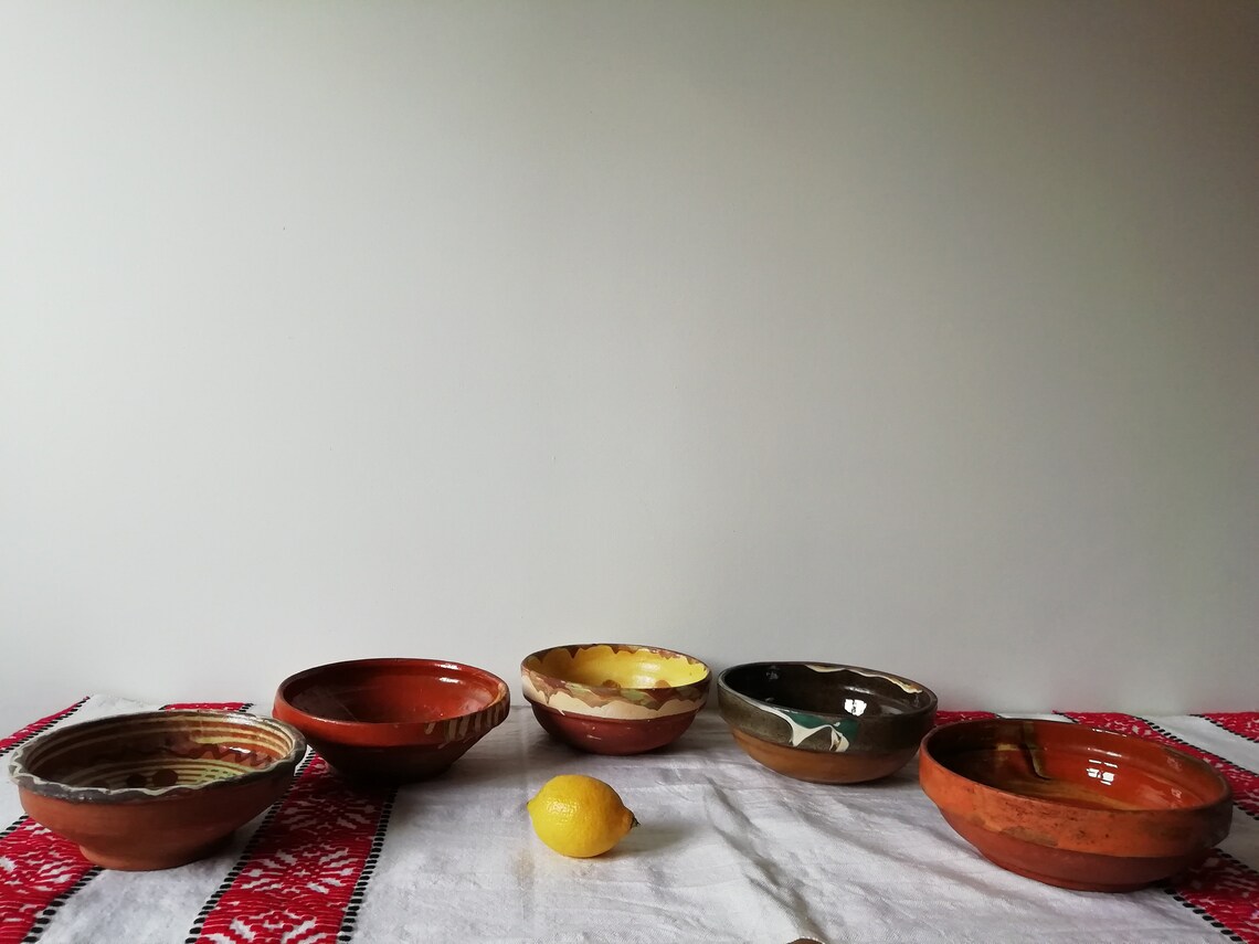 Antique Primitive Clay Bowls Rustic Handmade Ceramic Plate - Etsy