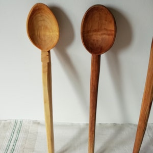 Set of 4 Large Primitive Wooden Kitchen Utensils - Old Kitchen Spoons ...