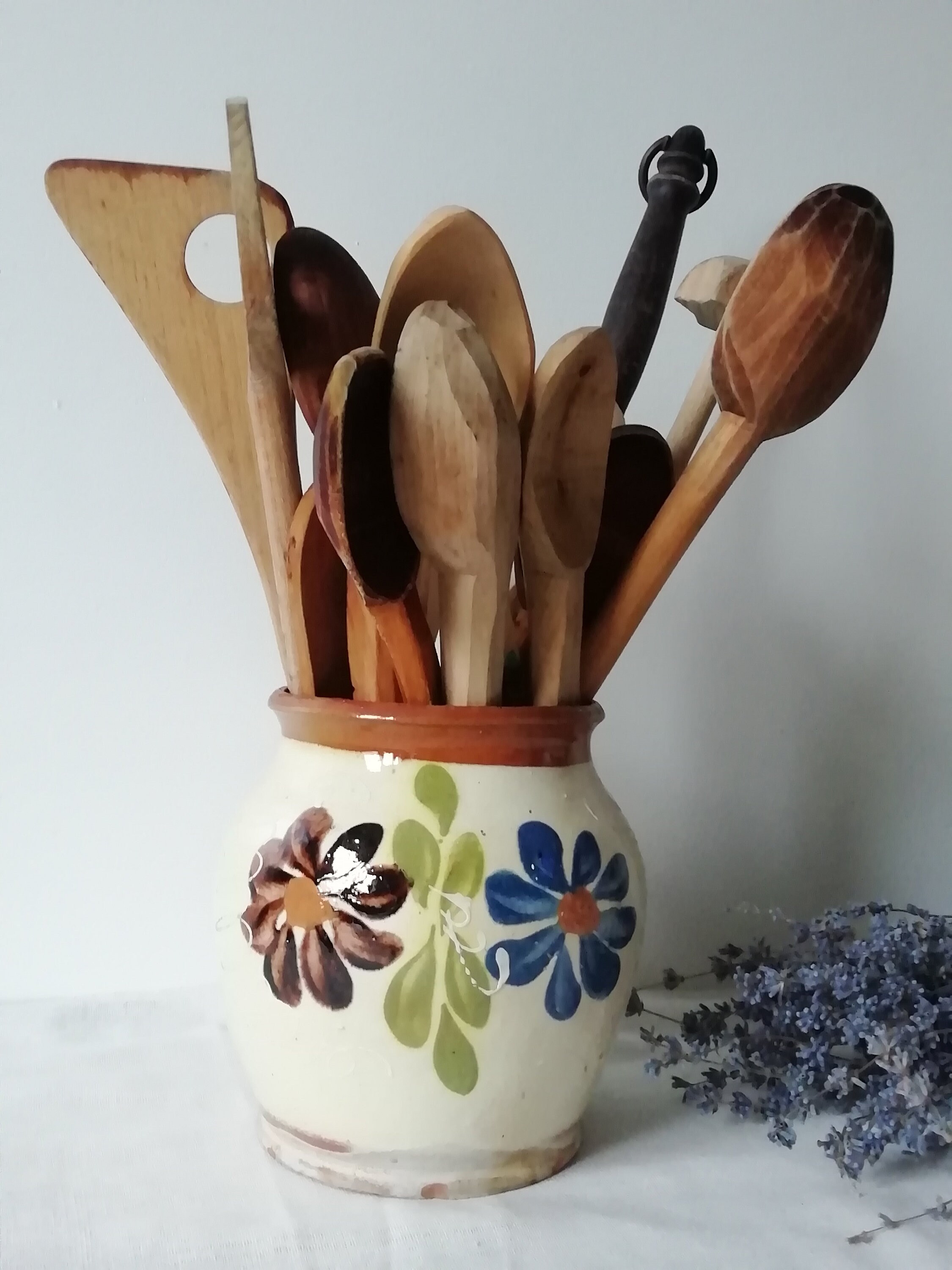 Vintage Wooden Rustic Kitchen Utensils, Romanian Hand Carved Old Spoons ...