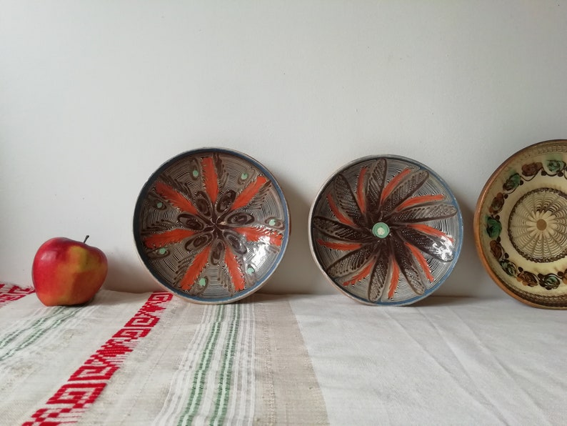 Traditional Romanian Hand Made Clay Plates Wall Hanging Decor - Etsy