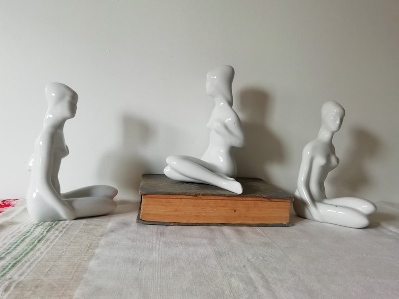 1 White Porcelain Figurine Naked Lady Vintage Romanian Nude Etsy
