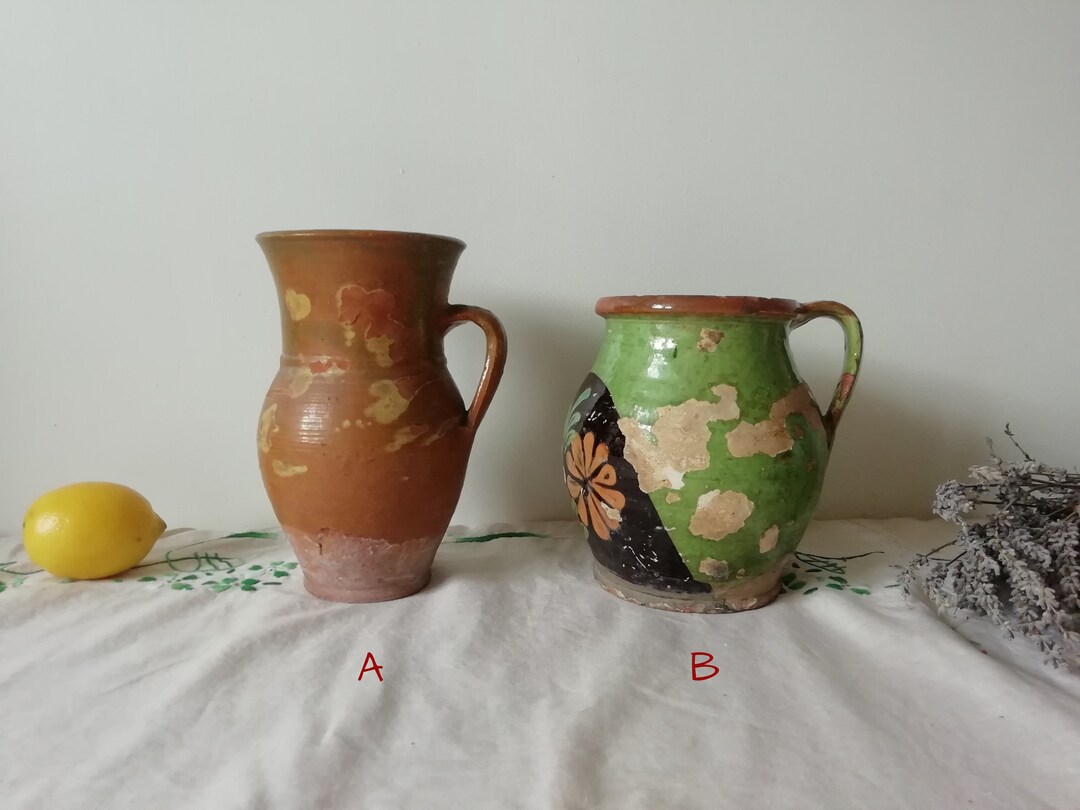 Ancient Clay Jug, Antique Earthenware Vessel, Rare Primitive Ceramic ...