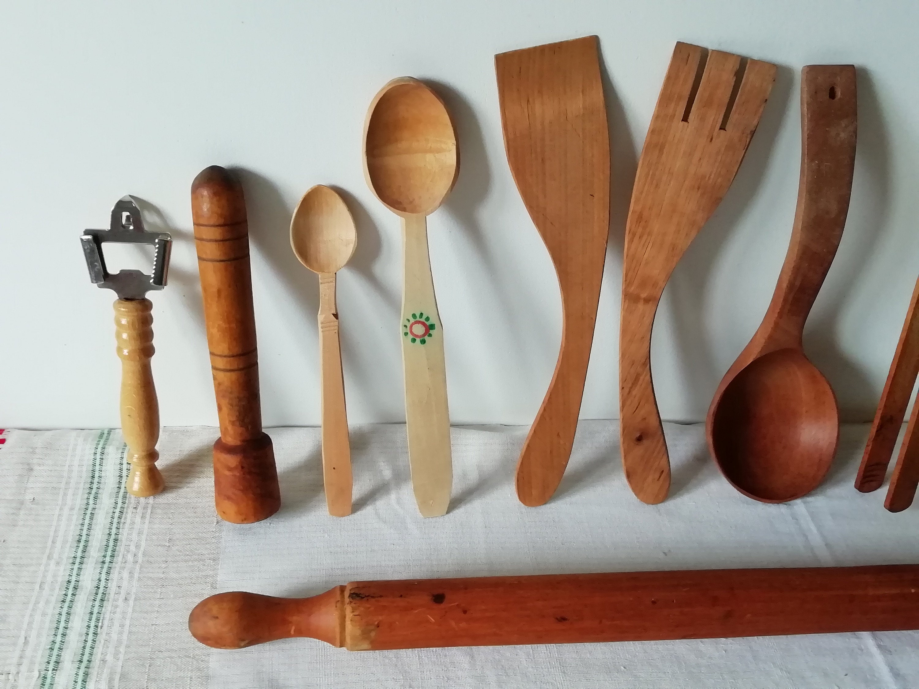 Vintage Wooden Kitchen Utensils Old Rustic Wood Spoons - Etsy