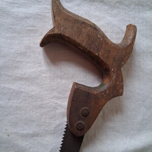 Antique Romanian Handsaw - Rustic Rusty Saw With Hand Made Wooden ...
