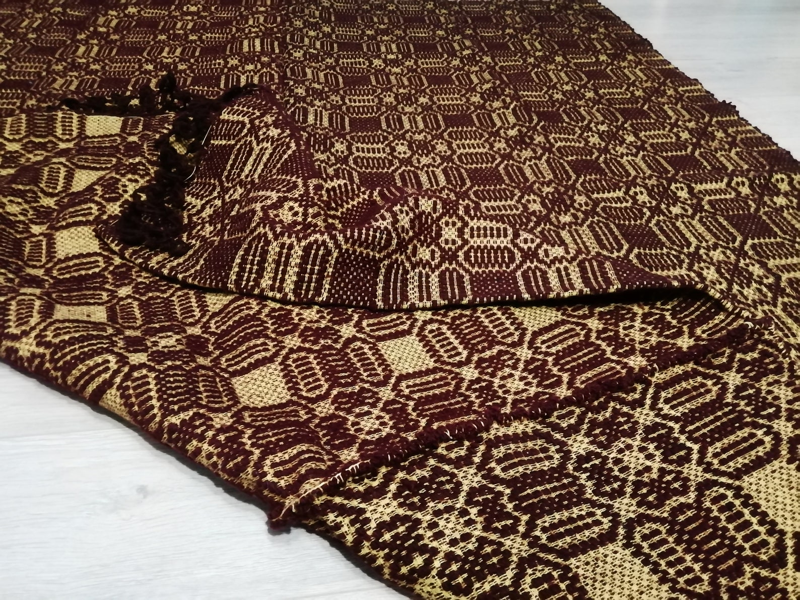 Vintage Romanian Bed Cover Antique Wool Carpet Rustic Bedspread Folk ...