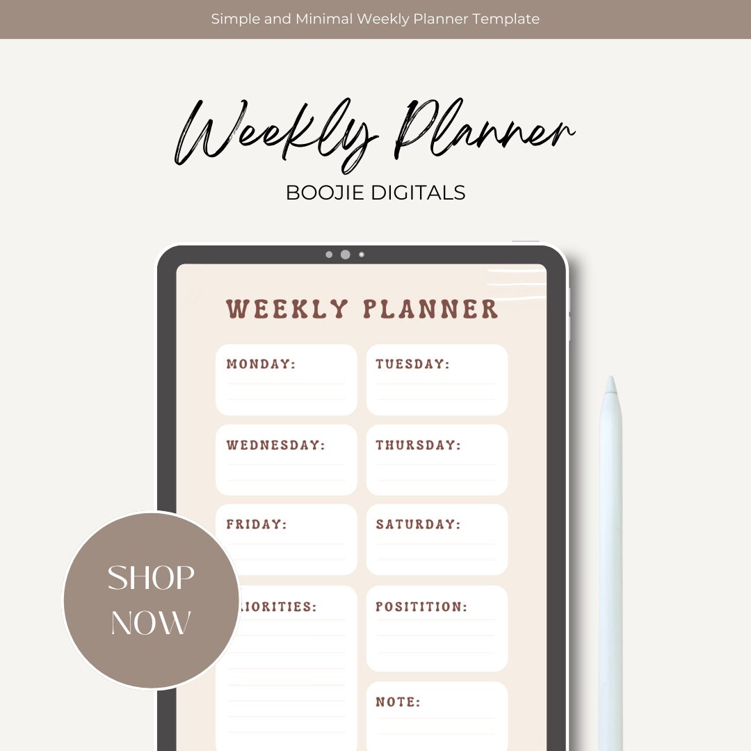 Weekly Planner, Simple Planner, Printable Planner Page, PDF Printable ...