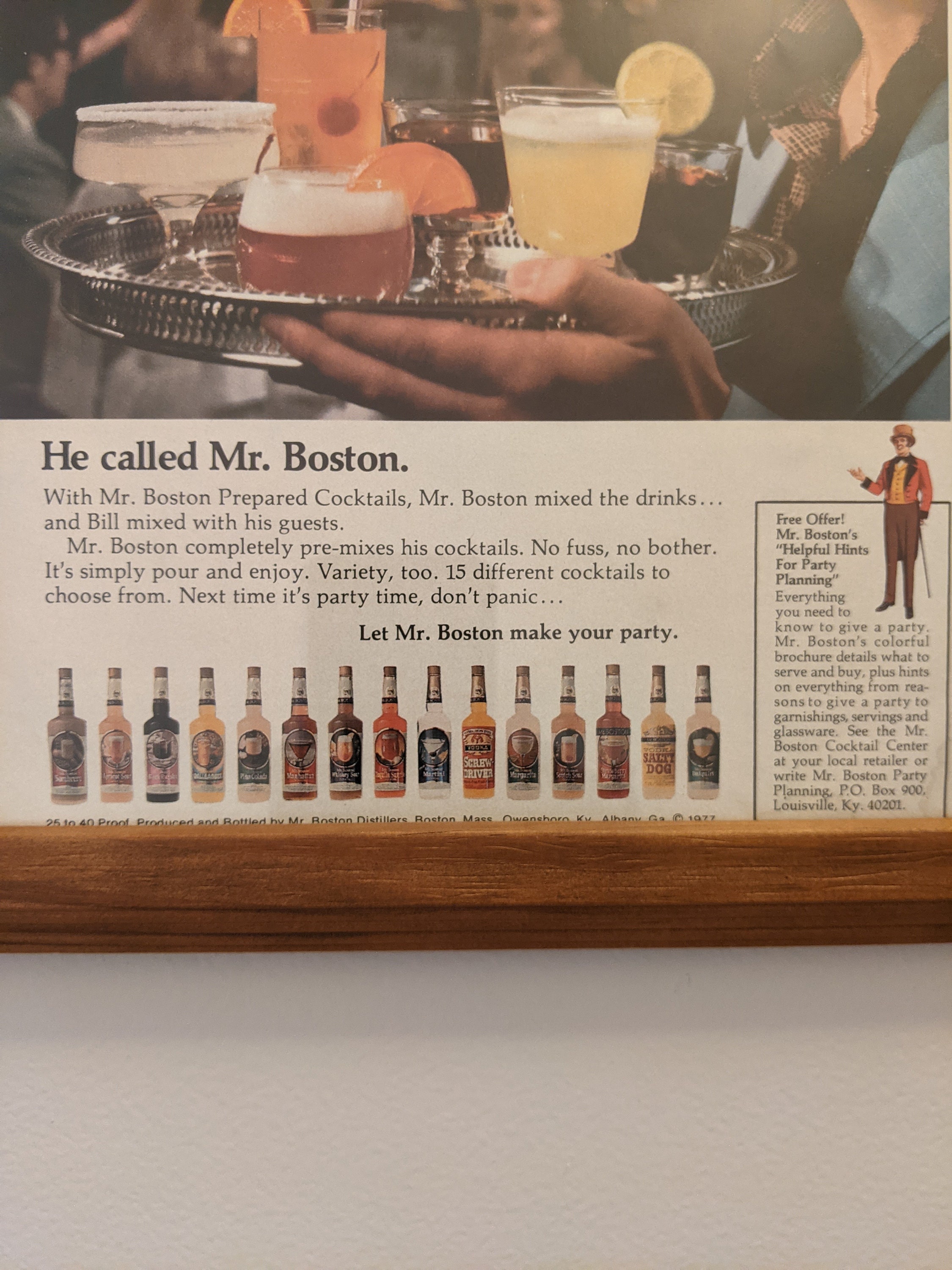 1977 Mr. Boston Framed Vintage Ad Vintage Alcohol Ad - Etsy