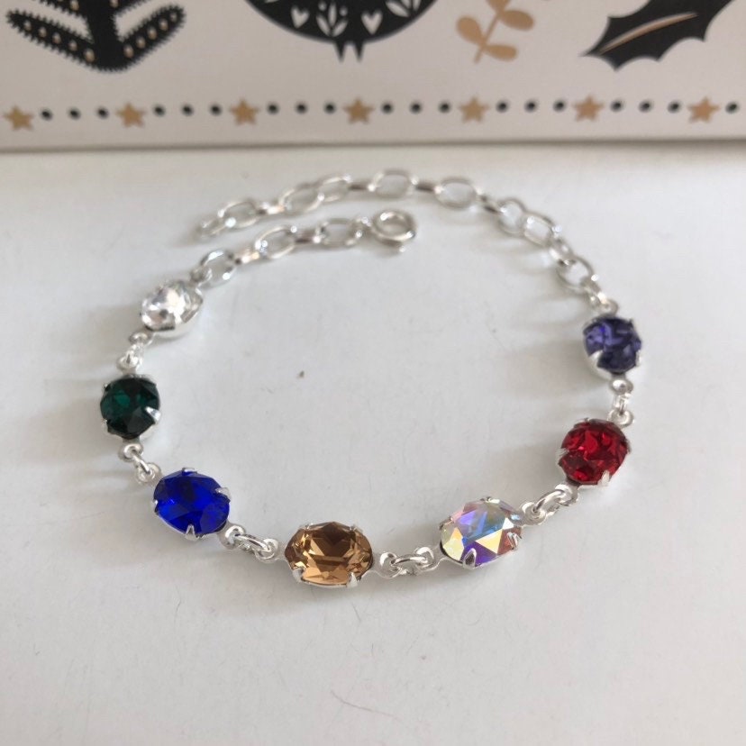 Crystal Bracelet, Silver Plated Chain, Fantasy Jewellery, Oval Cup ...