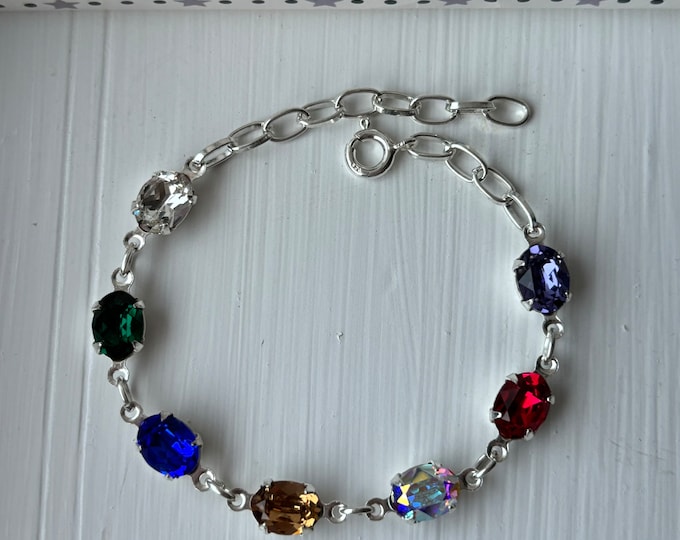 Crystal Bracelet, Silver Plated Chain, Fantasy Jewellery, Oval Cup ...