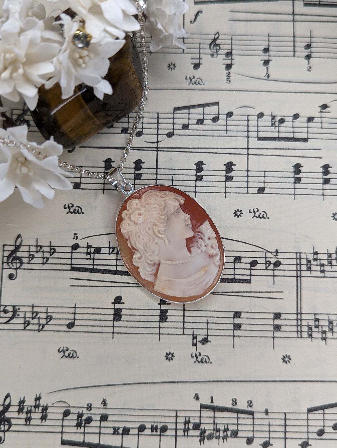 Classic Side Profile Hand Carved Cameo Necklace, Victorian Style ...