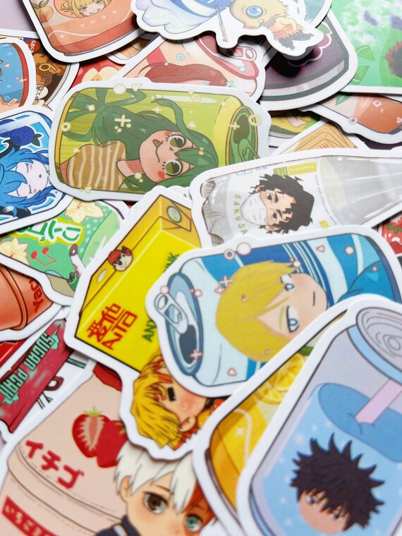 Cute Anime Drink Sticker Pack-waterproof-asian - Etsy