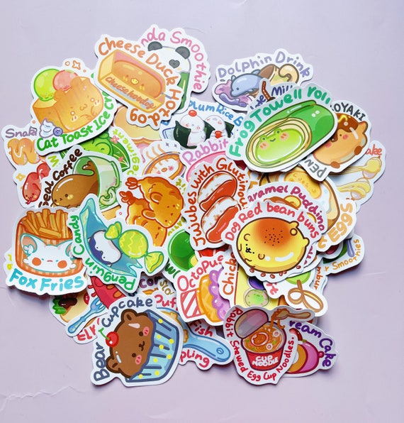 Kawaii Animals Food Sticker Pack-waterproof - Etsy